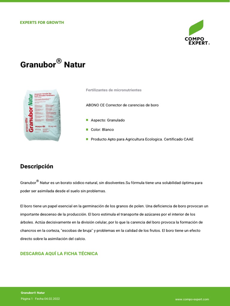 Granubor Natur | PDF | Fertilizante | Boro