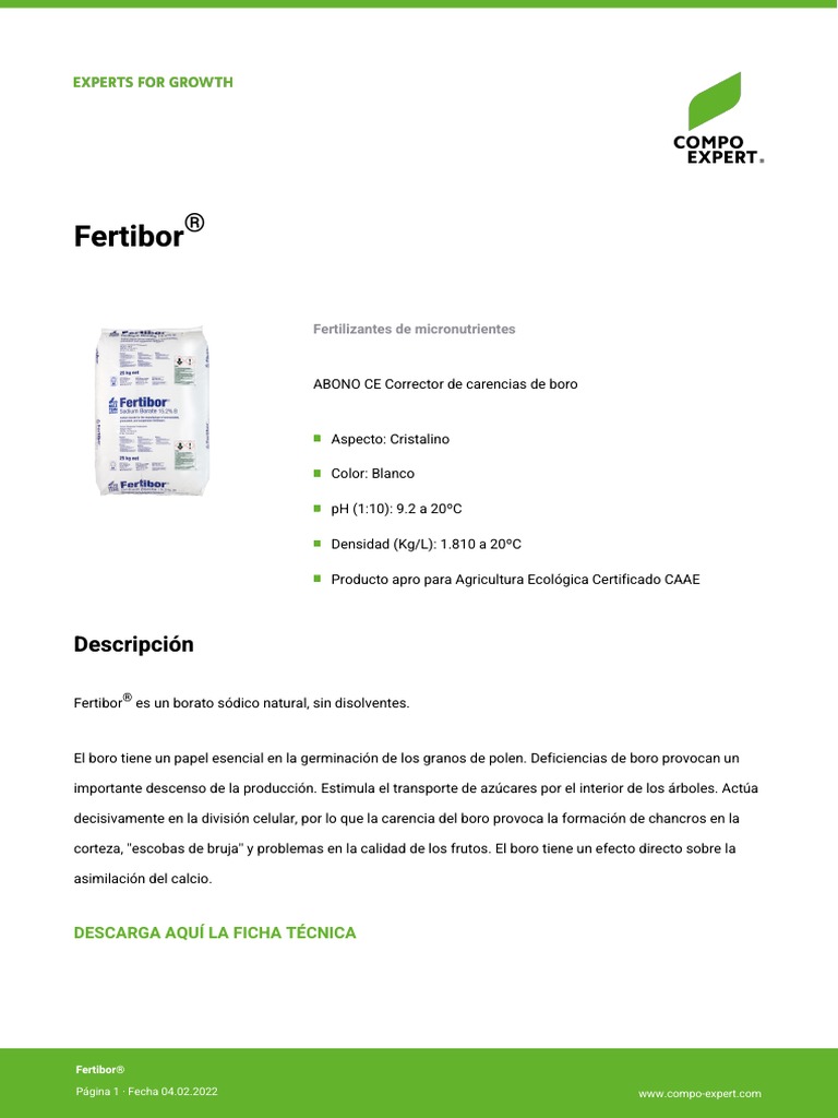 Fertibor®: Fertilizante de Boro Granulado | PDF | Boro | Fertilizante
