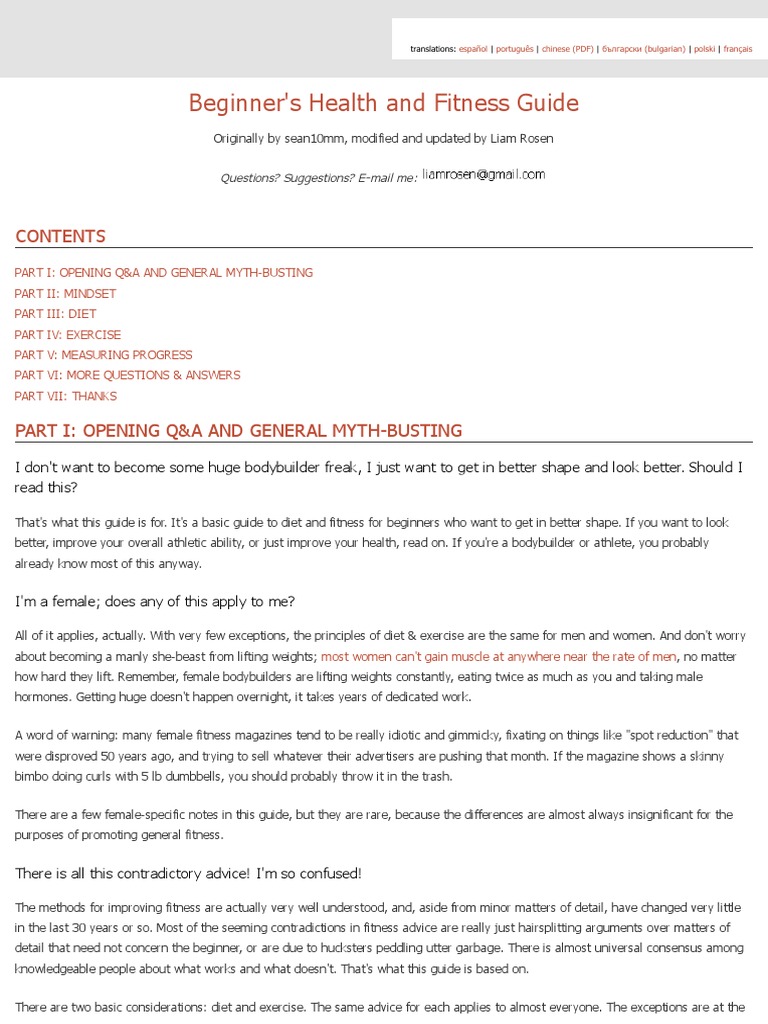 Beginner's Health and Fitness Guide | PDF | Vegetarianism | Weight Training