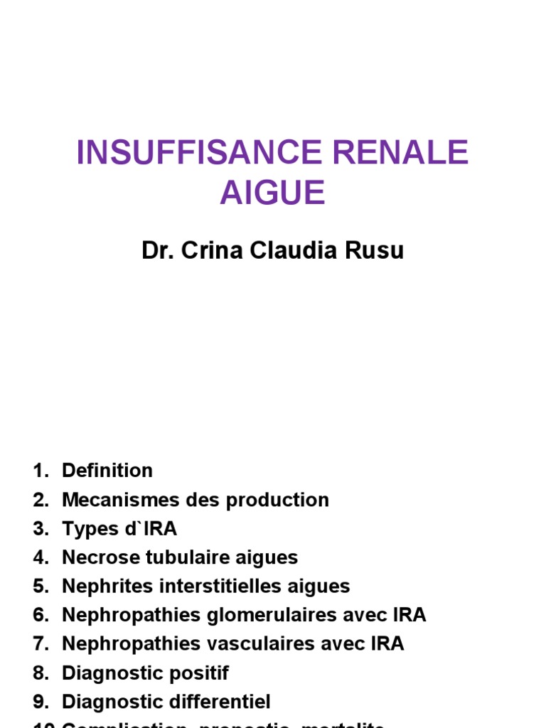 Insuffisance Renale Aigue | PDF | Hémodialyse | Rein
