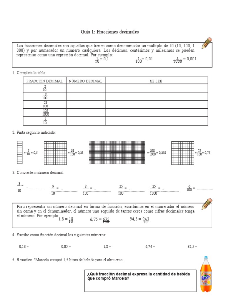 Guia Decimales 5° | PDF | Decimal | Lexicología
