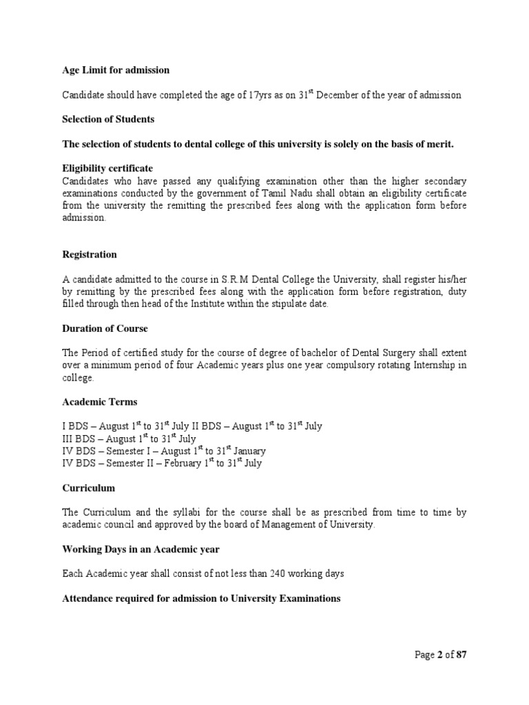 SRM University Bds Syllabus - Removed | PDF | Dental Degree | Human Tooth