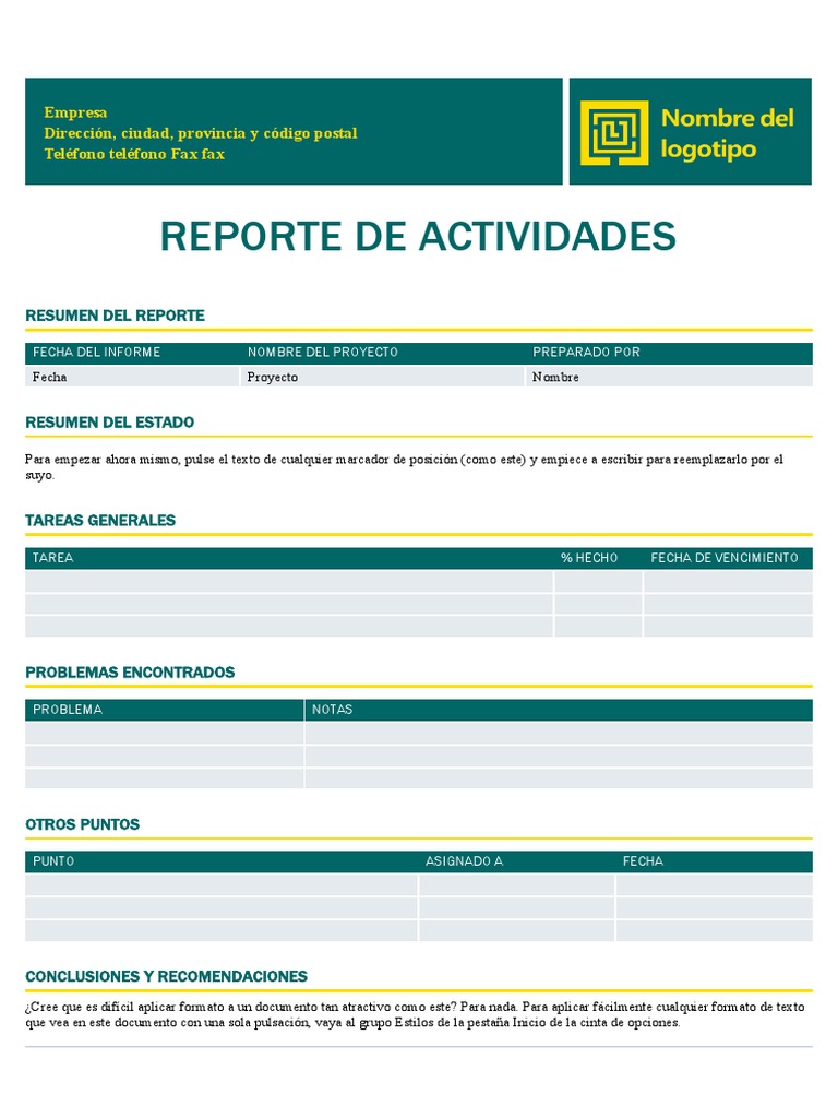 Informe de Actividades y Tareas Empresariales | PDF | Crecimiento personal y profesional | Arte