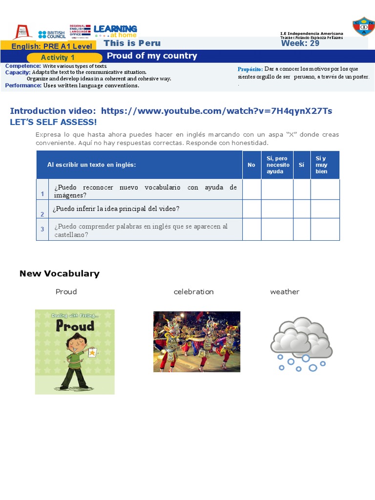 Ficha INGLES V G | PDF
