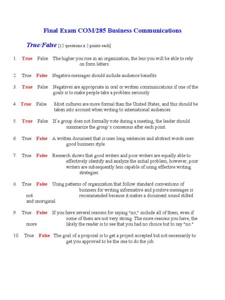Business Communications Final Exam Guide | PDF | Communication | Semiotics
