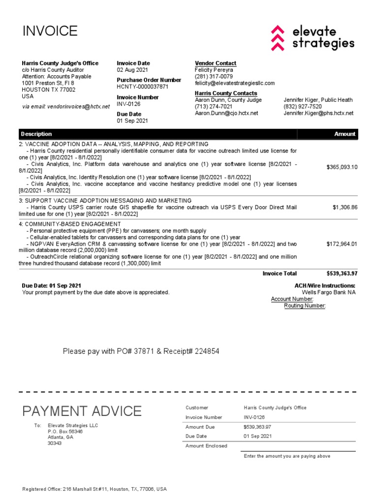 Elevate Invoice Civis | PDF | Analytics | United States Postal Service