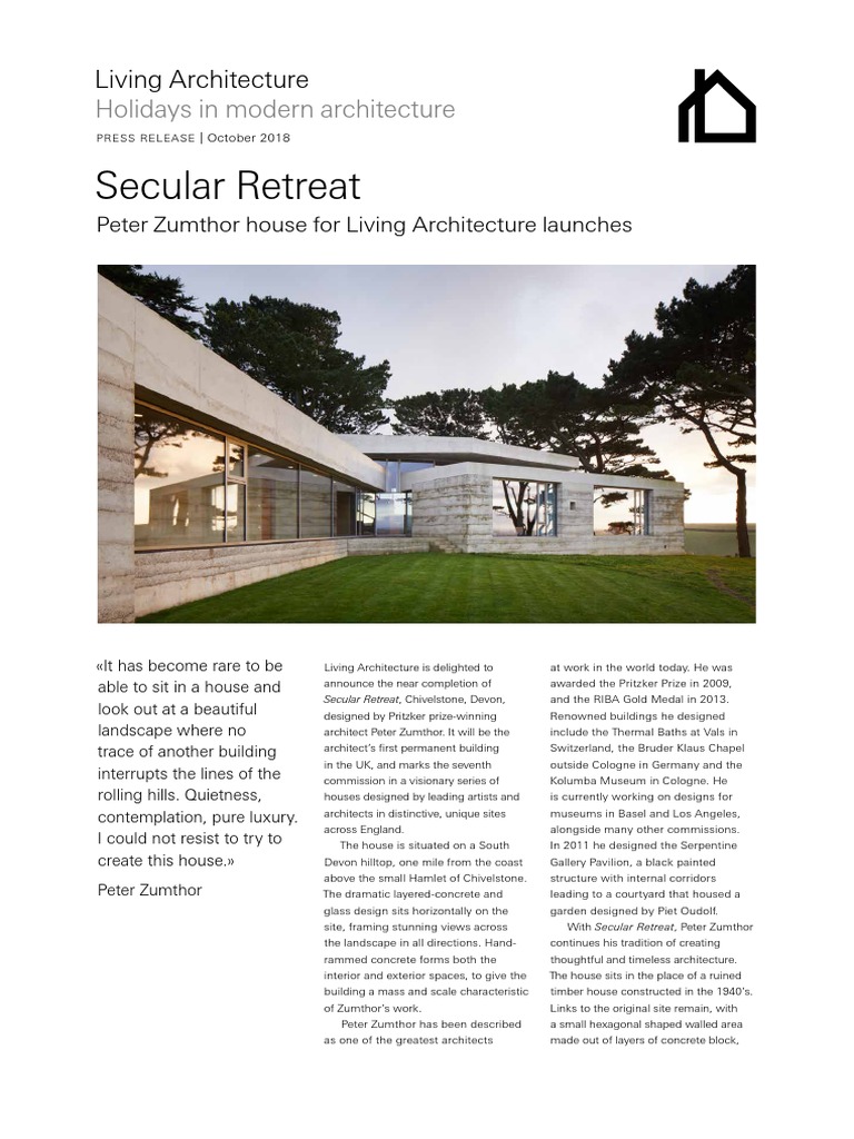 Zumthor - Secular House | PDF | Design