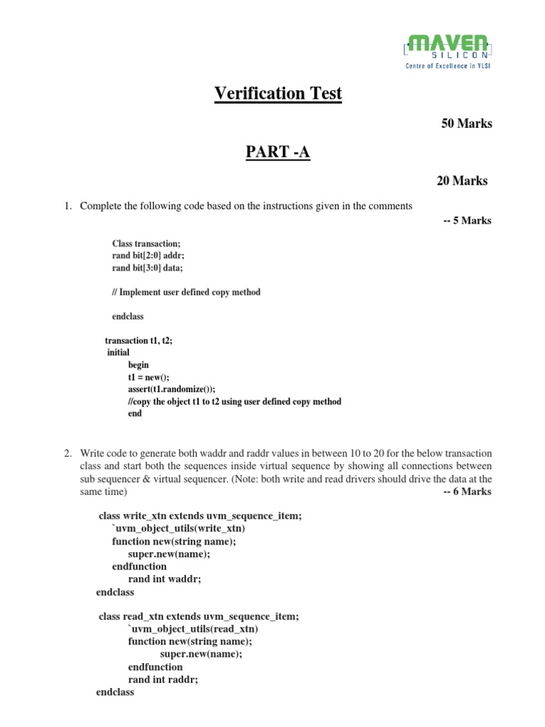 Verification Test Question Paper - Maven | PDF | Subroutine ...