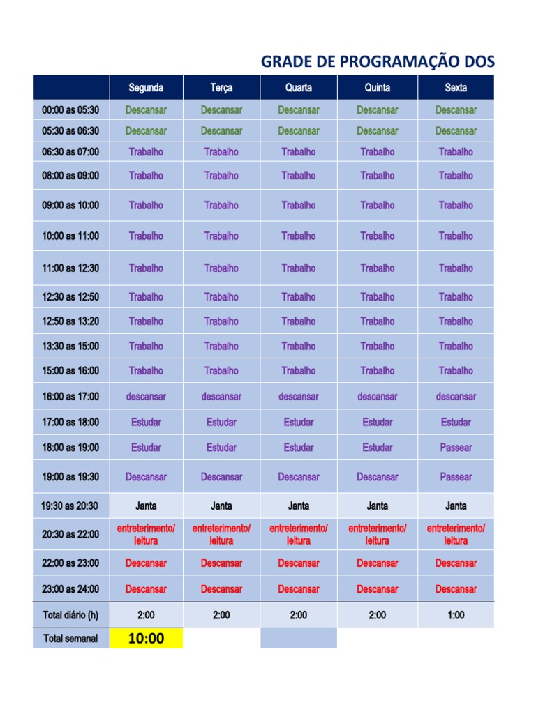 Modelo - Planilha de Estudos | PDF