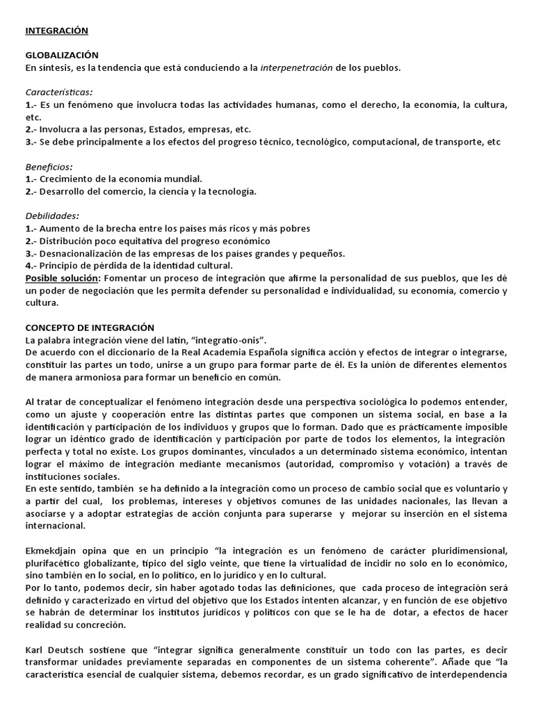 Definición de Integración | PDF | Integración económica | Arancel