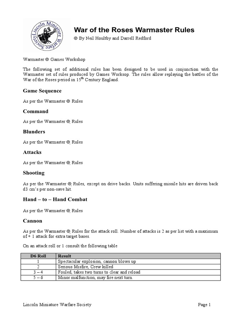WOTRWarmaster Rules | PDF | 2nd Millennium Conflicts | Battles