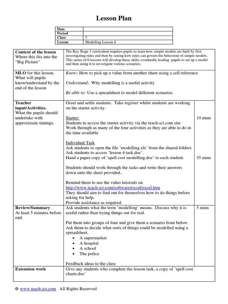 Lesson Plan 4 | PDF | Lesson Plan | Cognitive Science