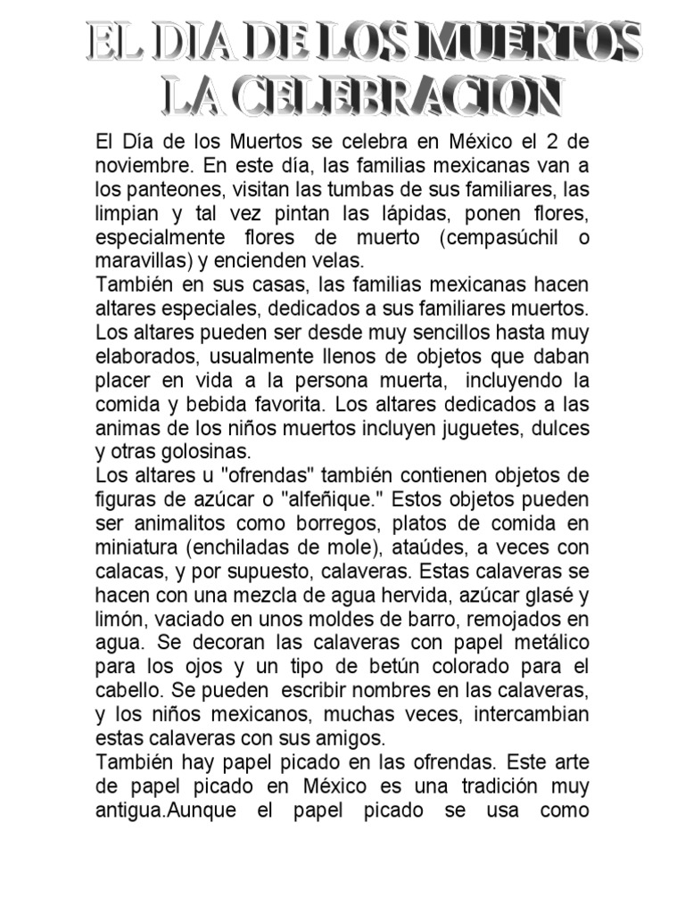 El Dia de Los Muertos Resumen | PDF