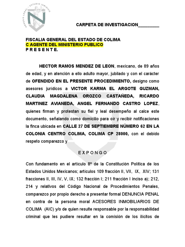 Denuncia Don Hector 2 | PDF | Sentencia (ley) | Ley común