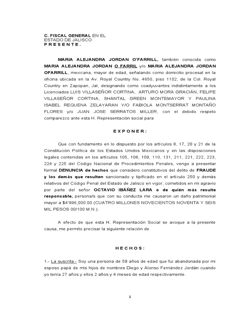 Denuncia Fraude Ale J Final | PDF | Derecho y economía | Conceptos legales