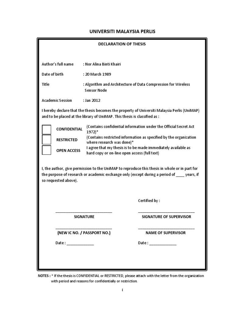 01.declaration of Thesis | PDF