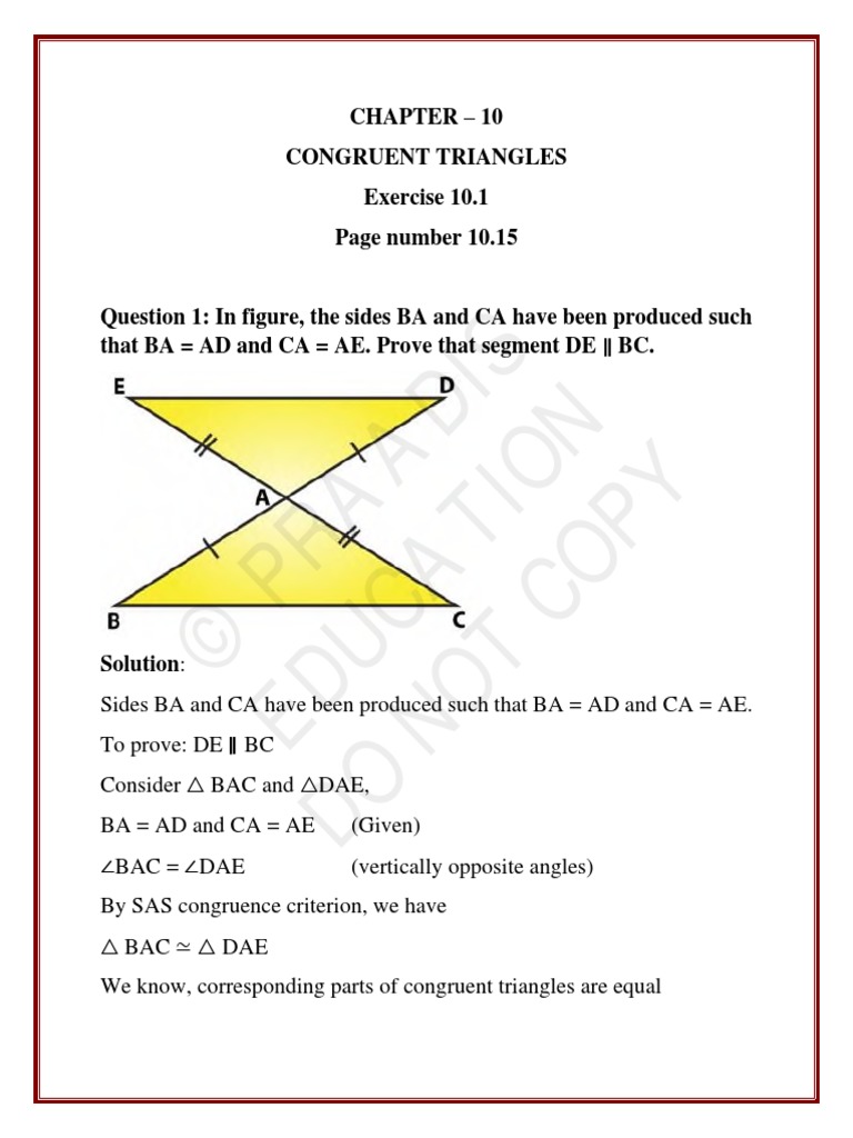Exercise 10.1 | PDF | Triangle | Perpendicular