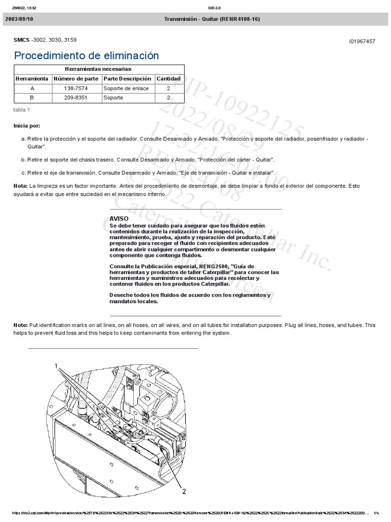 Procedimiento Desmontaje Transmision Cat 140h | PDF