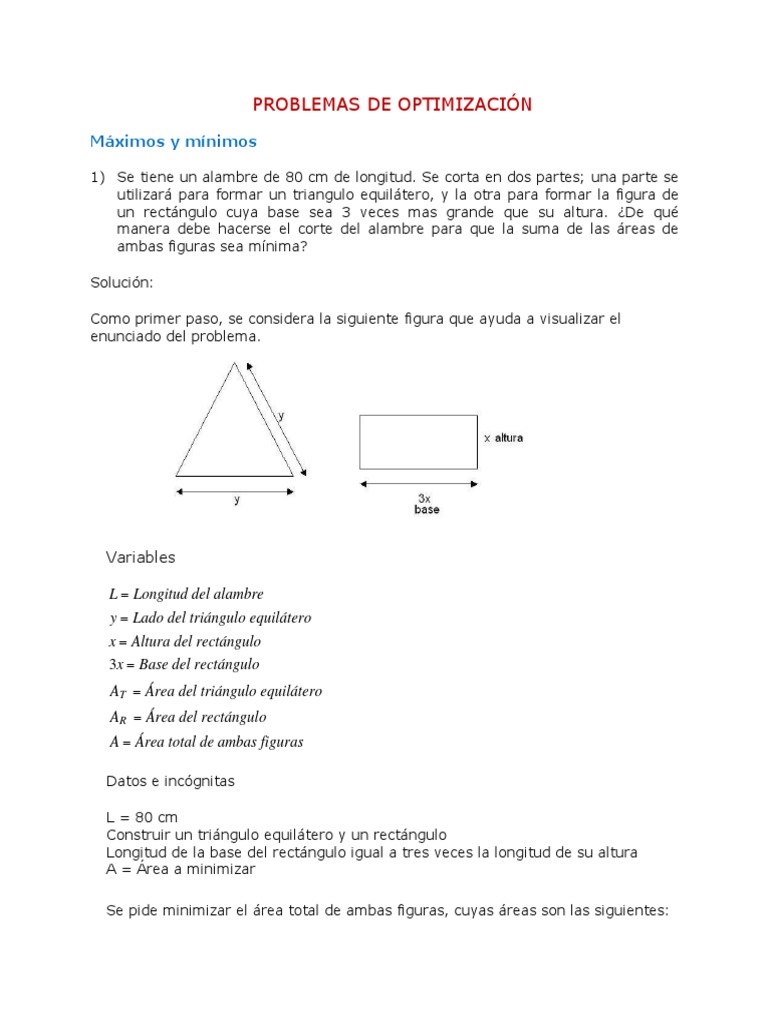 2 Optimización Máximos y Mínimos | PDF | Triángulo | Ecuaciones