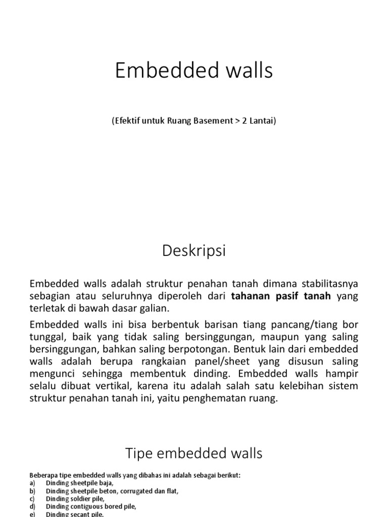 Tipe dan Aplikasi Embedded Walls | PDF
