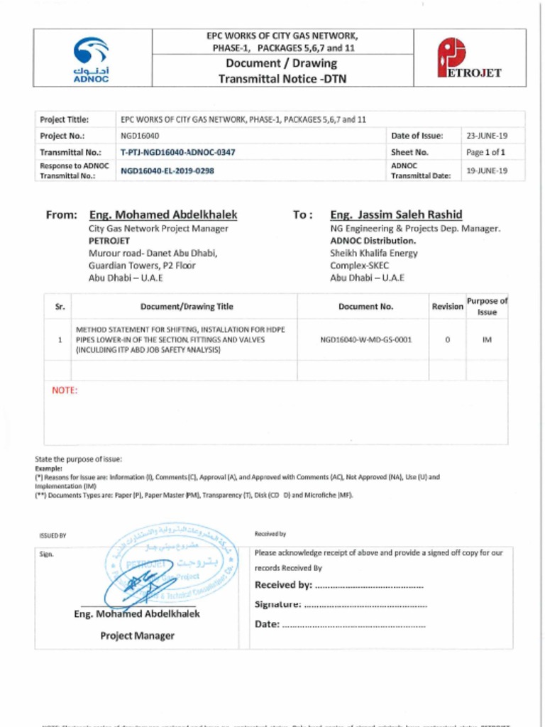 Method of Shifting, Installin and Lowering HDPE Pipes | PDF