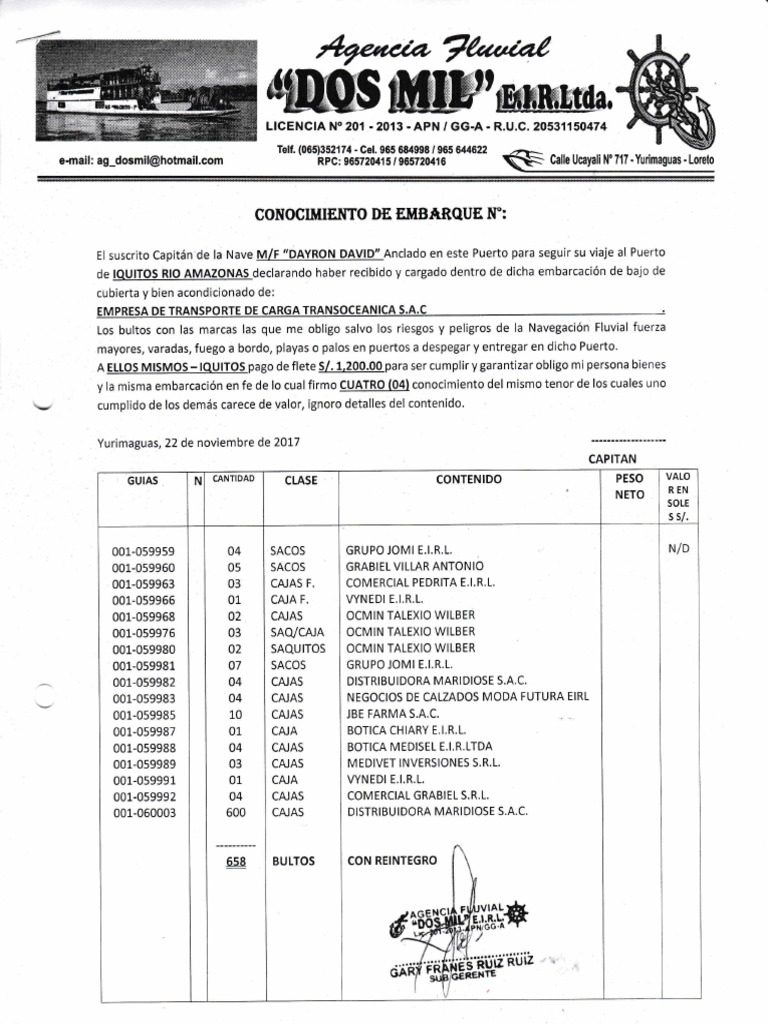 Conocimiento de Embarque y Carga | PDF