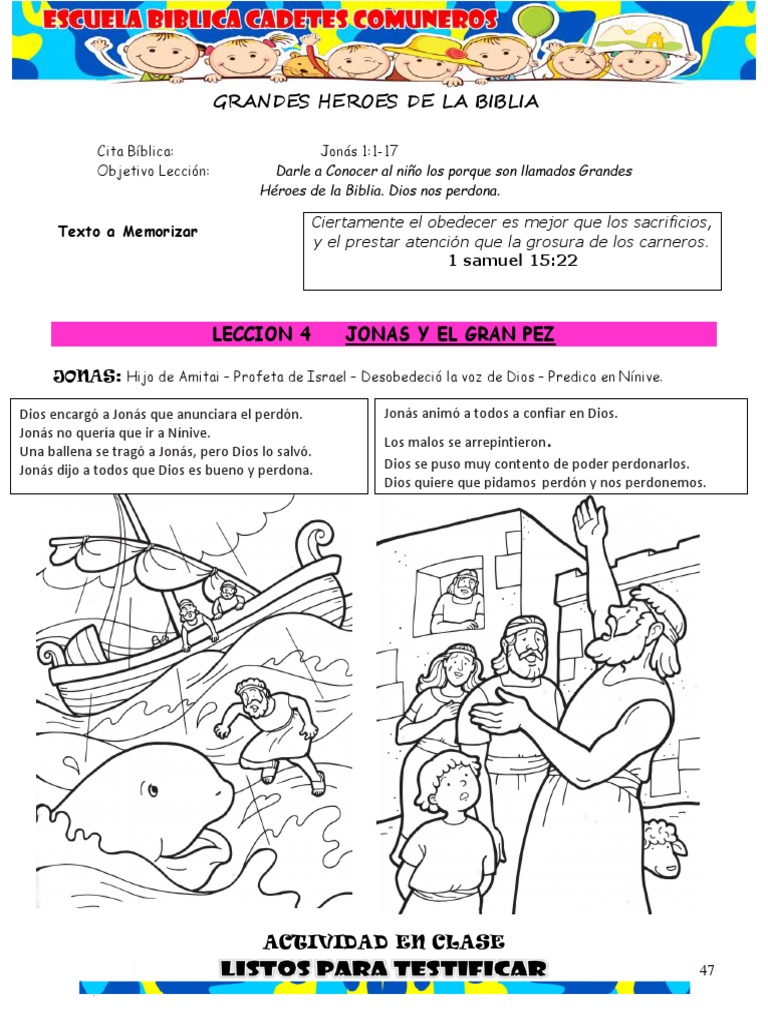 Actividades de Jonás y el Gran Pez | PDF