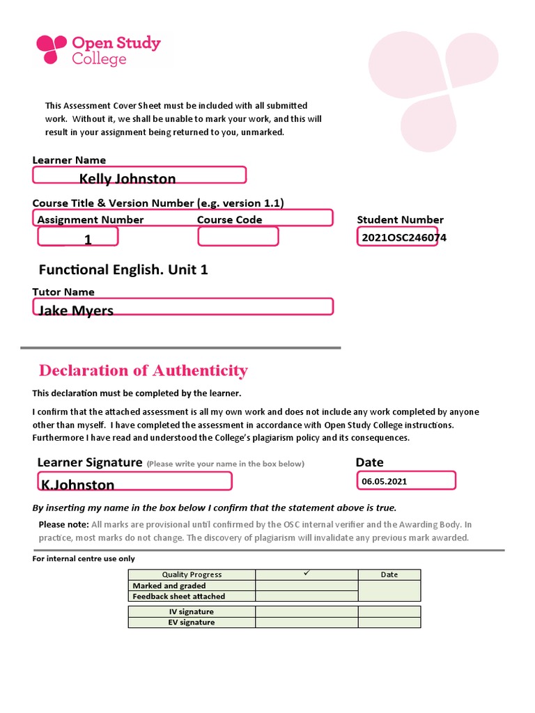 OSC Assessment Cover Sheet V2-1 WEB | PDF