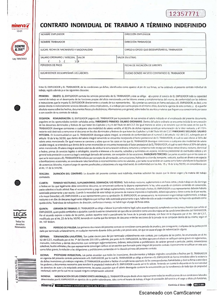 Contrato A Termino Indefinido | PDF