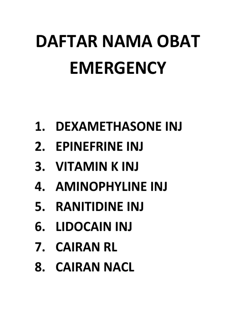 Daftar Nama Obat Emergency | PDF