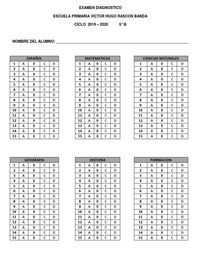 Hoja de Respuestas | PDF