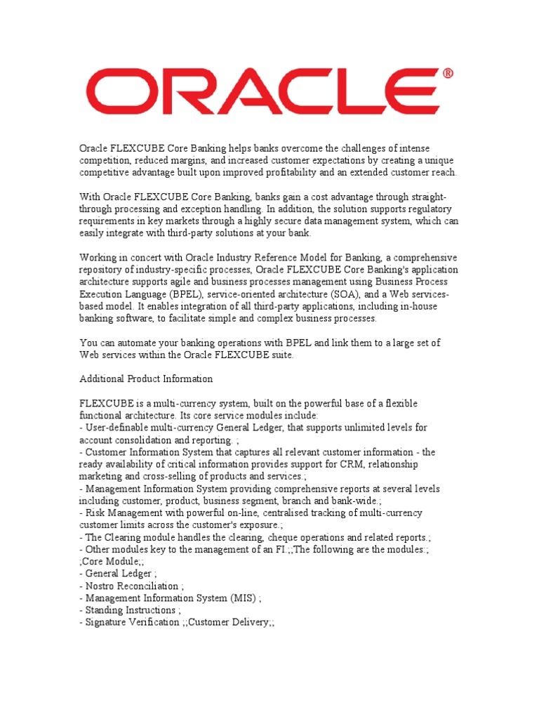 Oracle FLEXCUBE Core Banking: A Comprehensive Banking Solution for ...