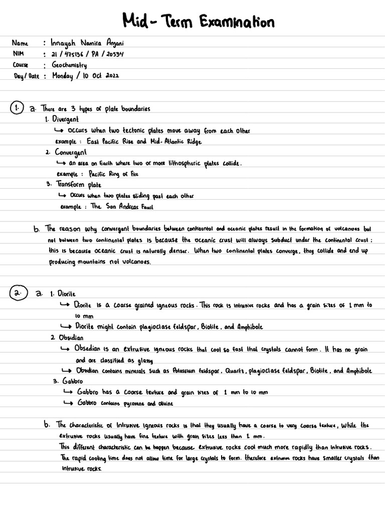 Innayah Namira Anjani - 475136 | PDF | Plate Tectonics | Rock (Geology)