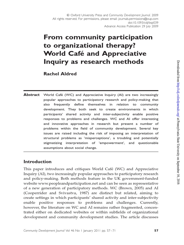 ALDRED, Rachel - From Community Participation To Organizational Therapy ...