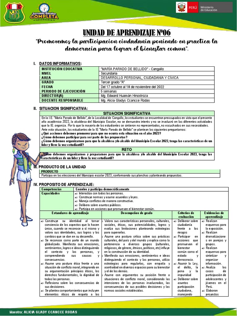Unidad Nº06 3ro Ok | PDF | Evaluación | Aprendizaje
