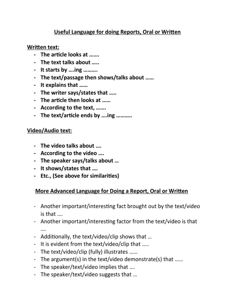 Useful Language For Writing Reports | PDF | Foreign Language Studies