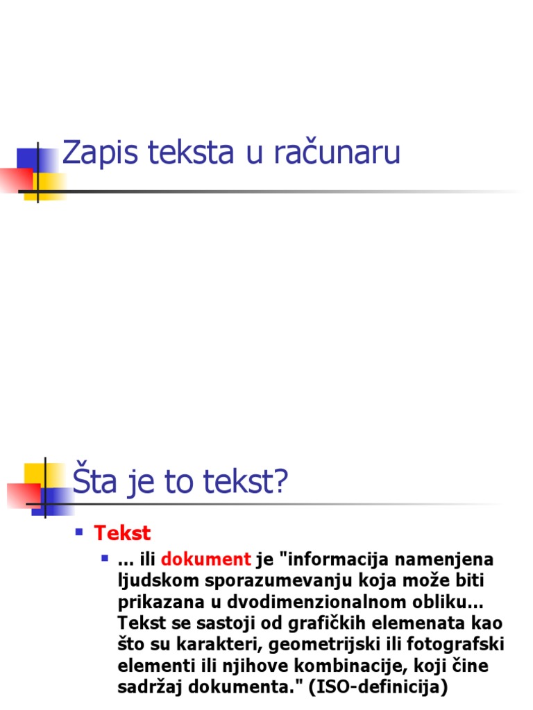 Zapis Teksta U Racunaru | PDF