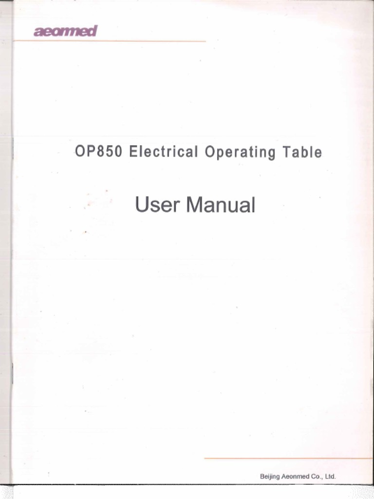 Manual User Aeonmed Op 850 | PDF