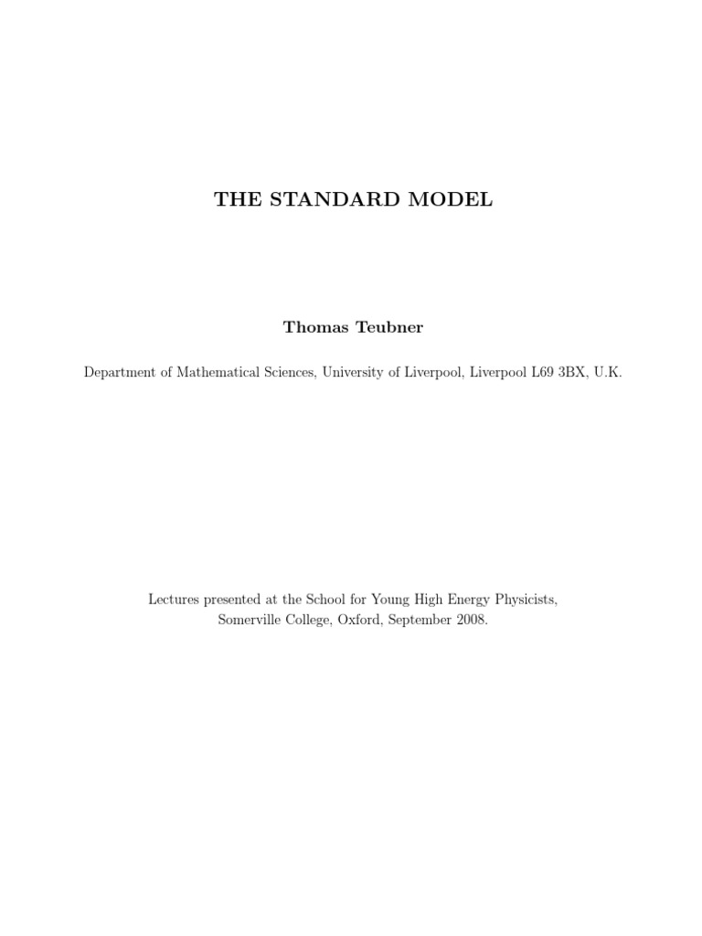Thomas Teubner - Standard Model (2008) | PDF | Gauge Theory | Quantum ...