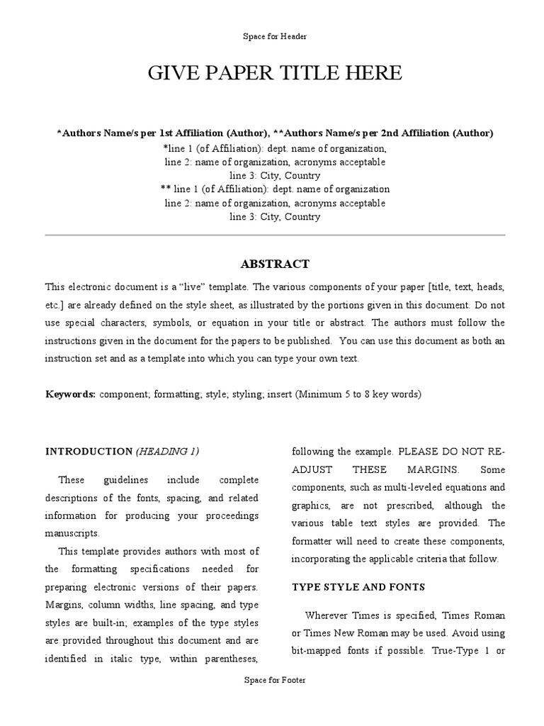 Paper Template | Download Free PDF | Citation | Document