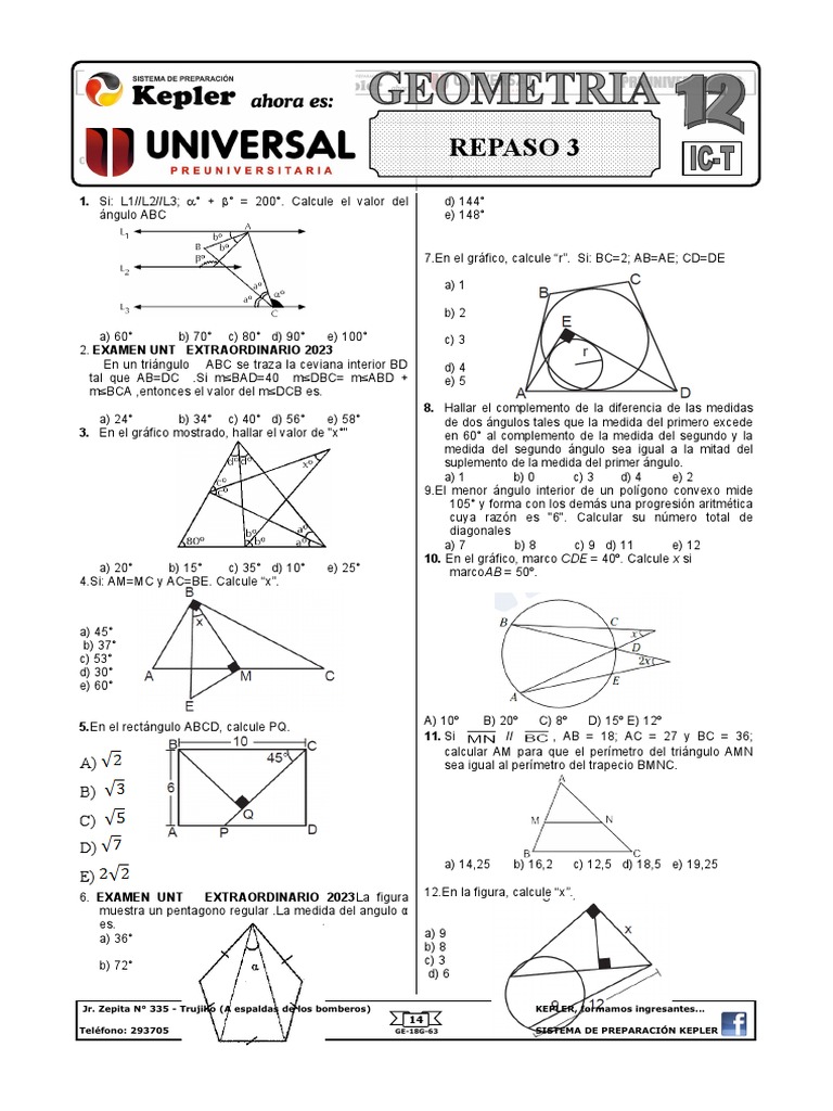 Repaso 3 | PDF | Triángulo | Geometría euclidiana
