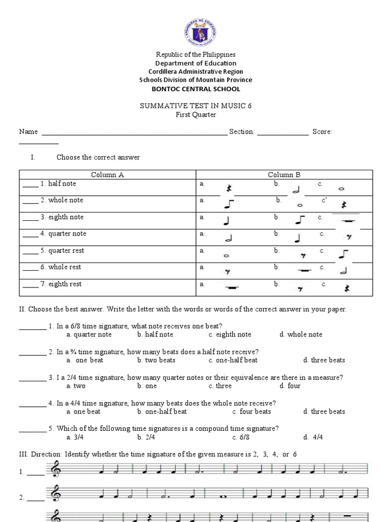 Summative Test Music Q1 | PDF