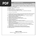 Experience Work Sheet Sample | PDF | Classroom | Teachers