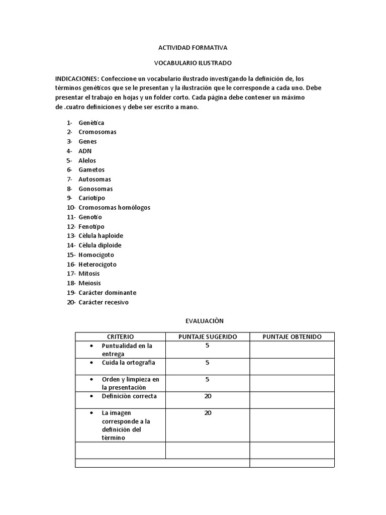 Vocabulario de Genetica | PDF