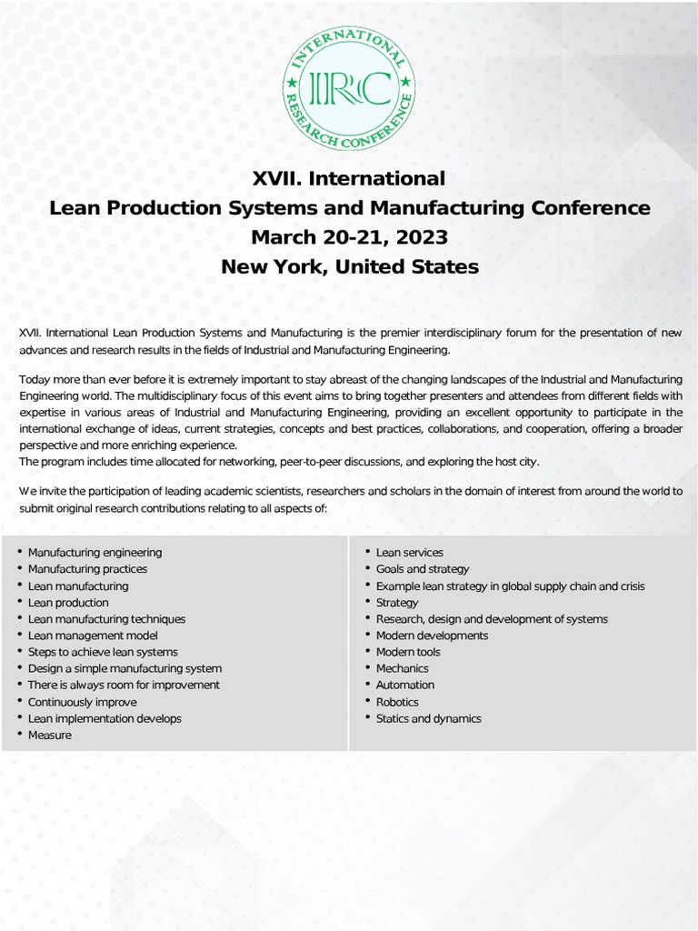 Lean Manufacturing Conference | PDF
