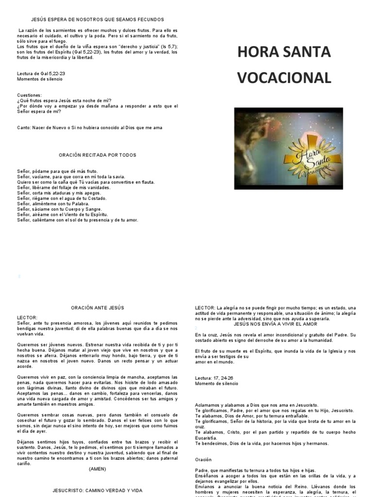 Folleto Hora Santa Vocacional | PDF | eucaristía | Amor