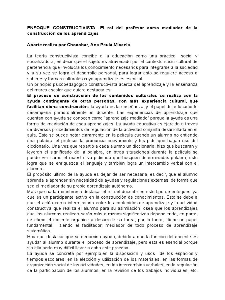Enfoque Constructivista | PDF | Constructivismo (filosofía de la educación) | Aprendizaje