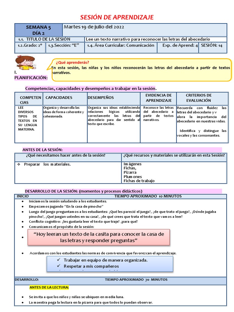 SESIÓN 14 - EL Abecedario | PDF | Comunicación escrita | Metodos de ...