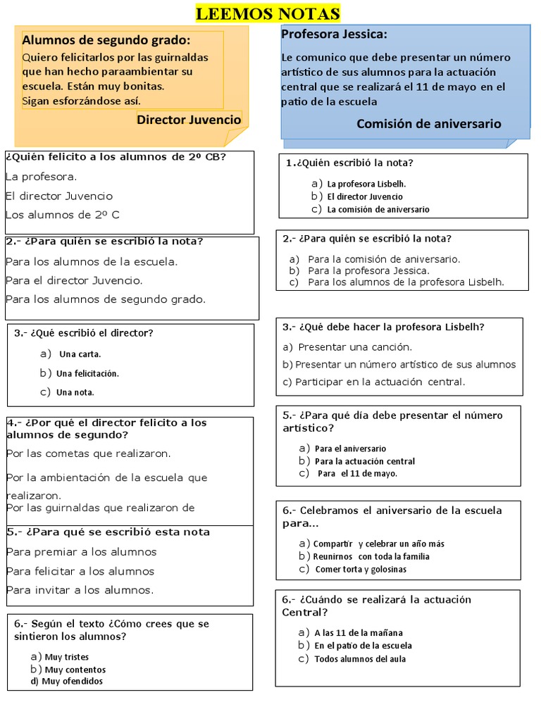Ficha 19 - Leemos Notas | PDF