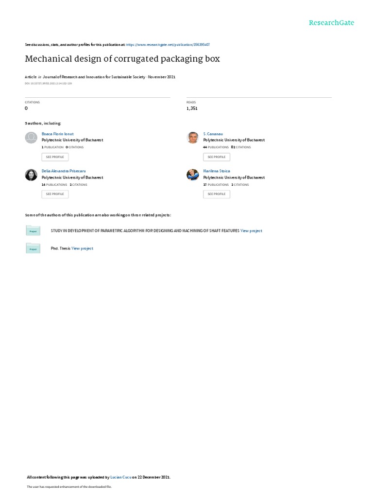 Mechanical Design of Corrugated Packaging Box | PDF | Packaging And ...